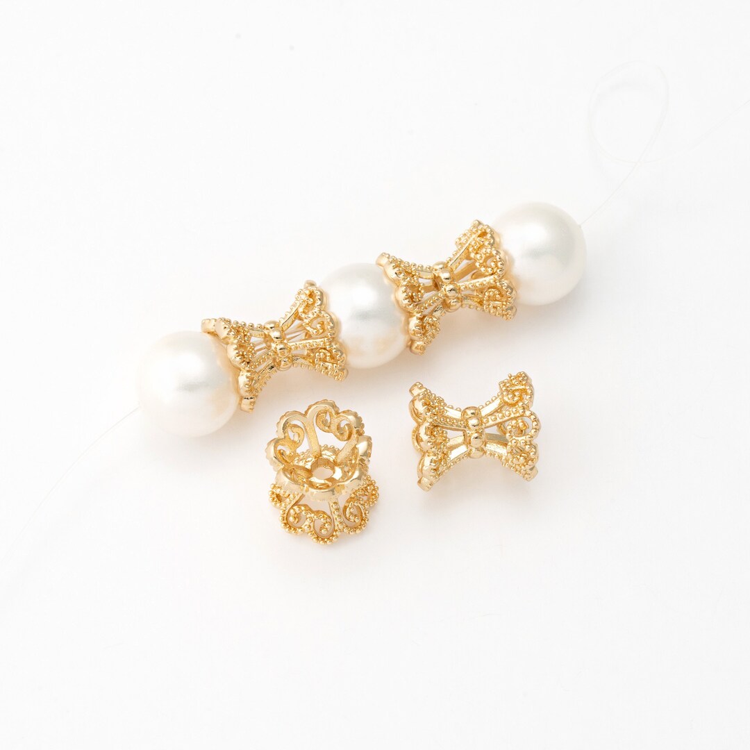 10PCS - Gold Wire Wrap Spacer Beads, Large Antique Hourglass Beads ...