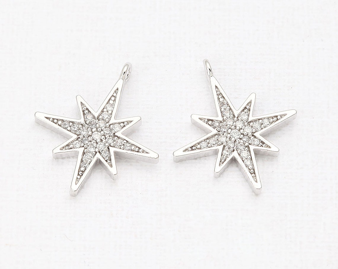 1PC Cubic Star Pendant Polished Rhodium plated TT0033-PR | Etsy