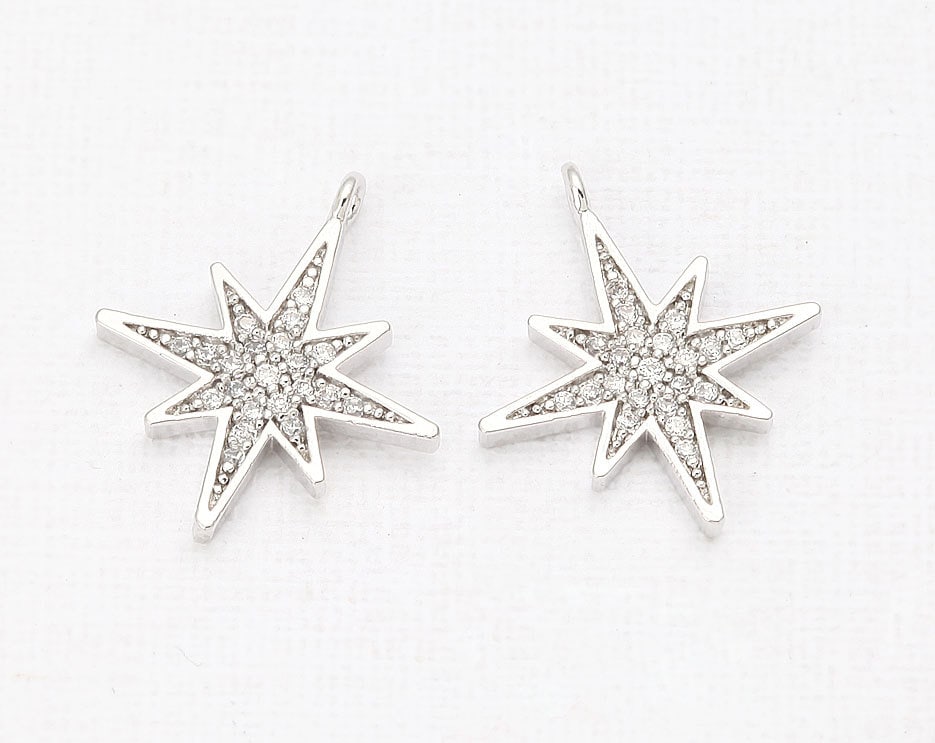 1PC Cubic Star Pendant Polished Rhodium plated TT0033-PR - Etsy