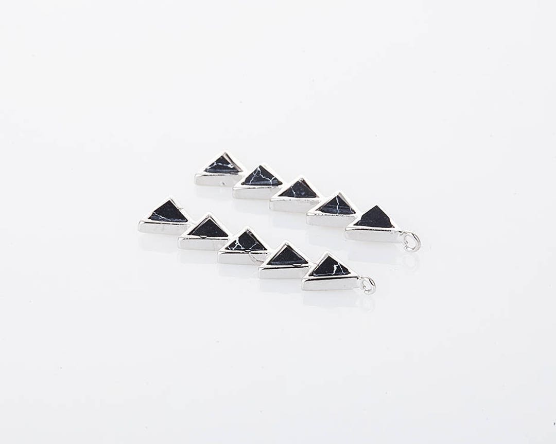 2PCS Black Marble Triangle Arrow Spear Pendant, Howlite Charm Polished ...