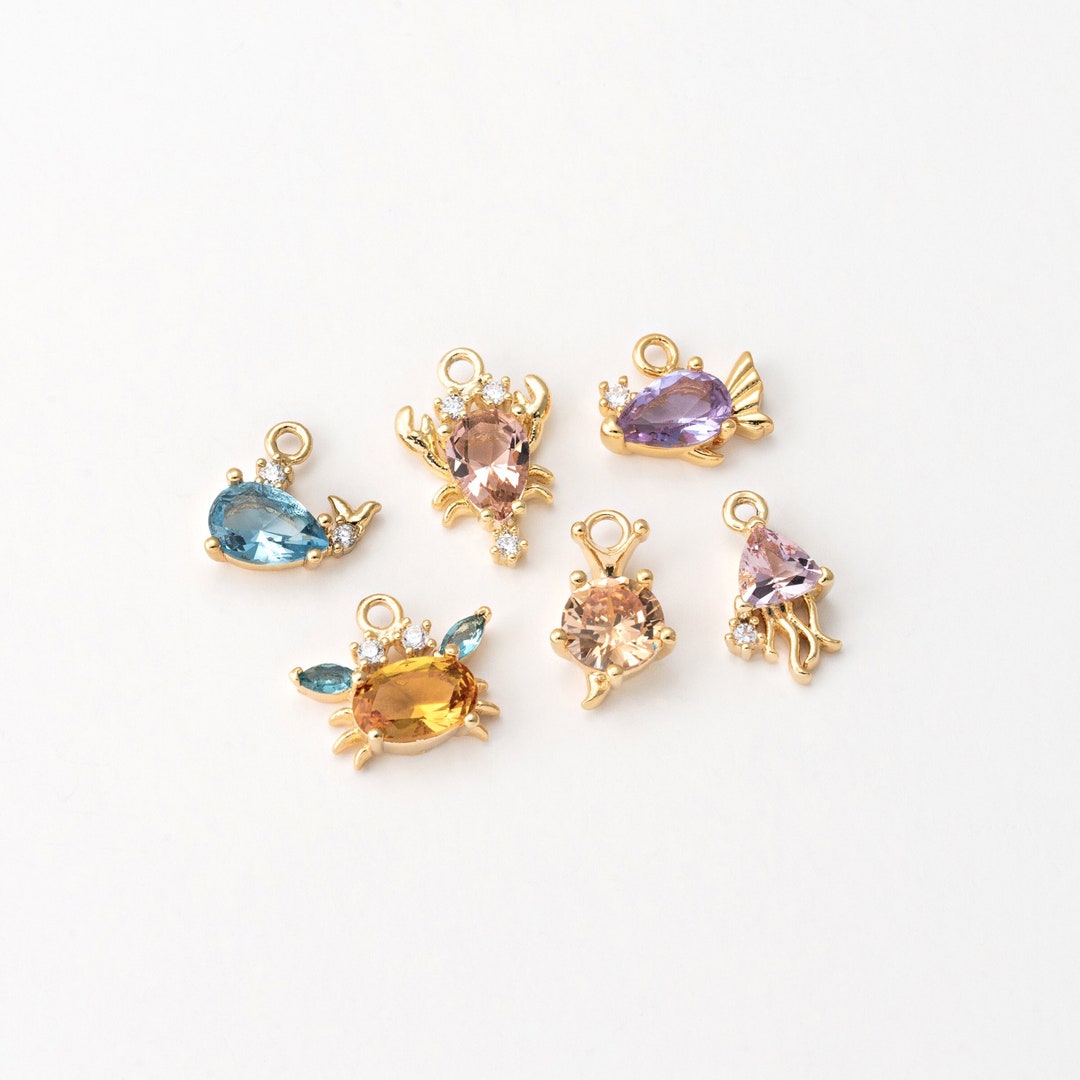 2PCS - Under the Ocean Pendant, Beach Charms, Making Jewelry, Real 14K Gold Plated [P1212-PG] - Etsy