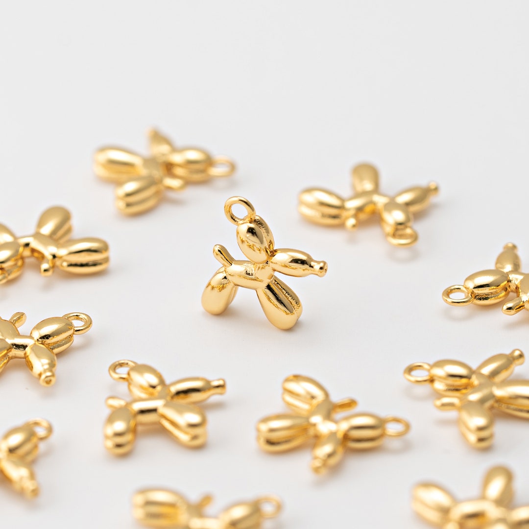 4PCS - Tiny Poodle Puppy Balloon Dangle Charm, Mini Animal Dog Pendant ...