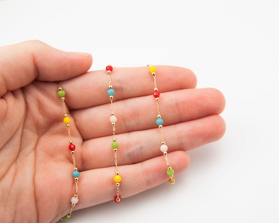 50 Cm 5 Color Chain 3.5mm Glass Chain Muti-color Chain - Etsy