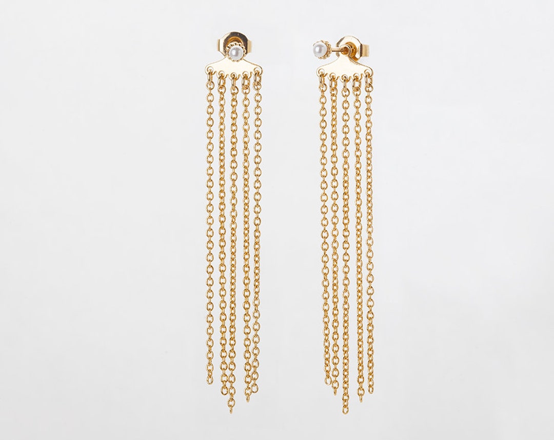 2PCS - Long Chain Ear Jacket, Chain Earring, Jewelry Earring Supplies ...