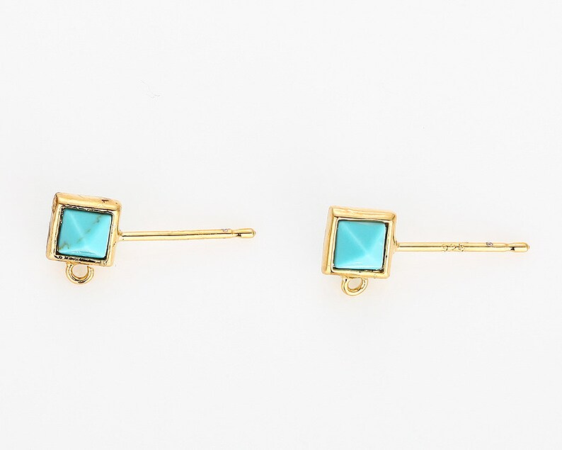 2PCS Turqouise Glass Rectangular Cone Earring Stud Earring - Etsy