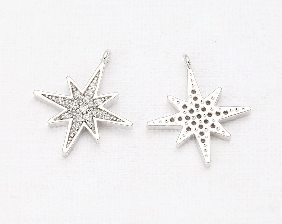 1PC Cubic Star Pendant Polished Rhodium plated TT0033-PR - Etsy