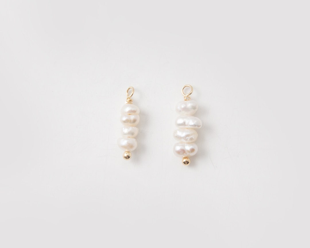 4PCS Tiny Fresh Water Pearl Charms, Pearl Ball Pendants, Pearl Charm ...