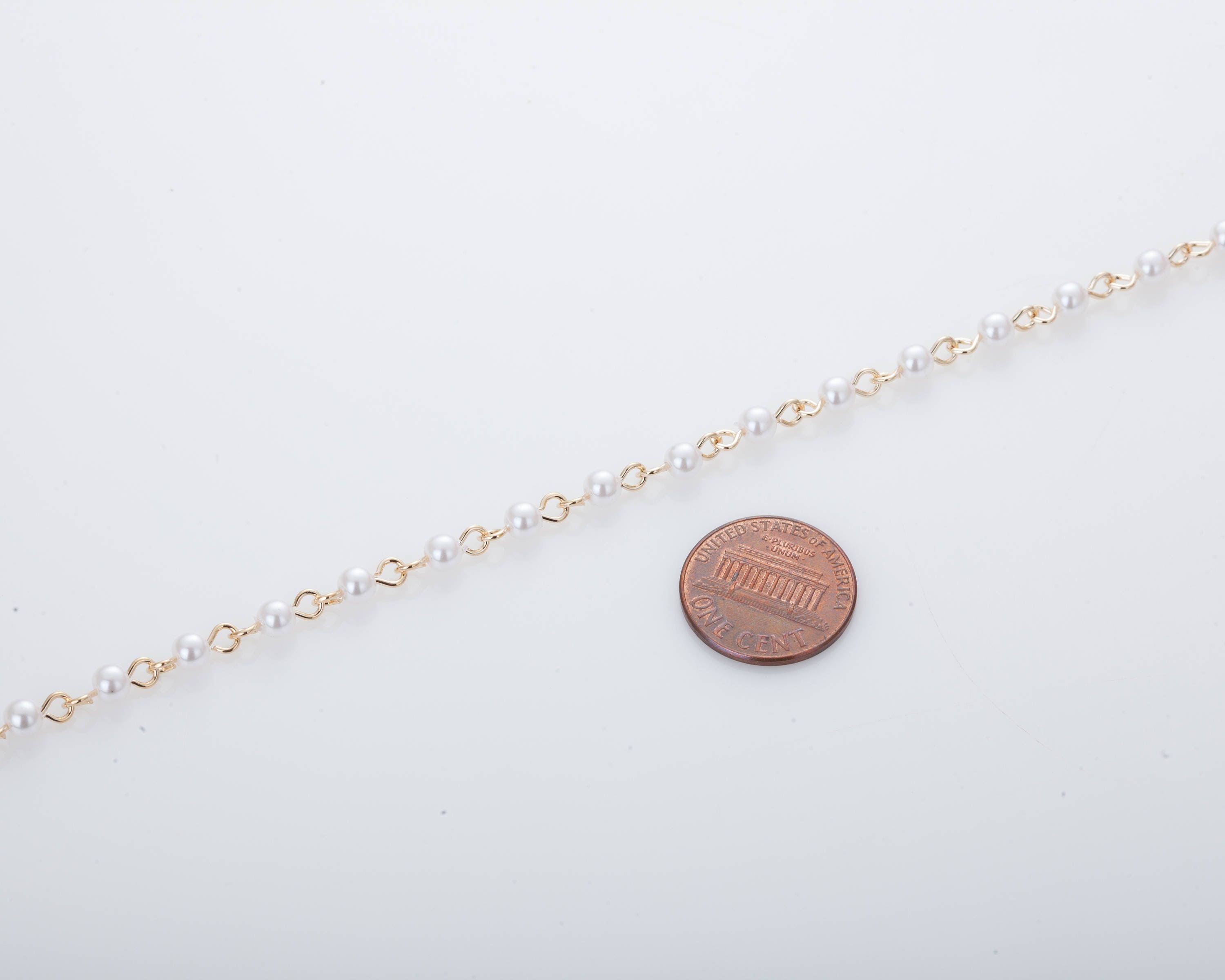 1 Meter Unique Pearl cream White 4mm Hand Made Chain 14K - Etsy