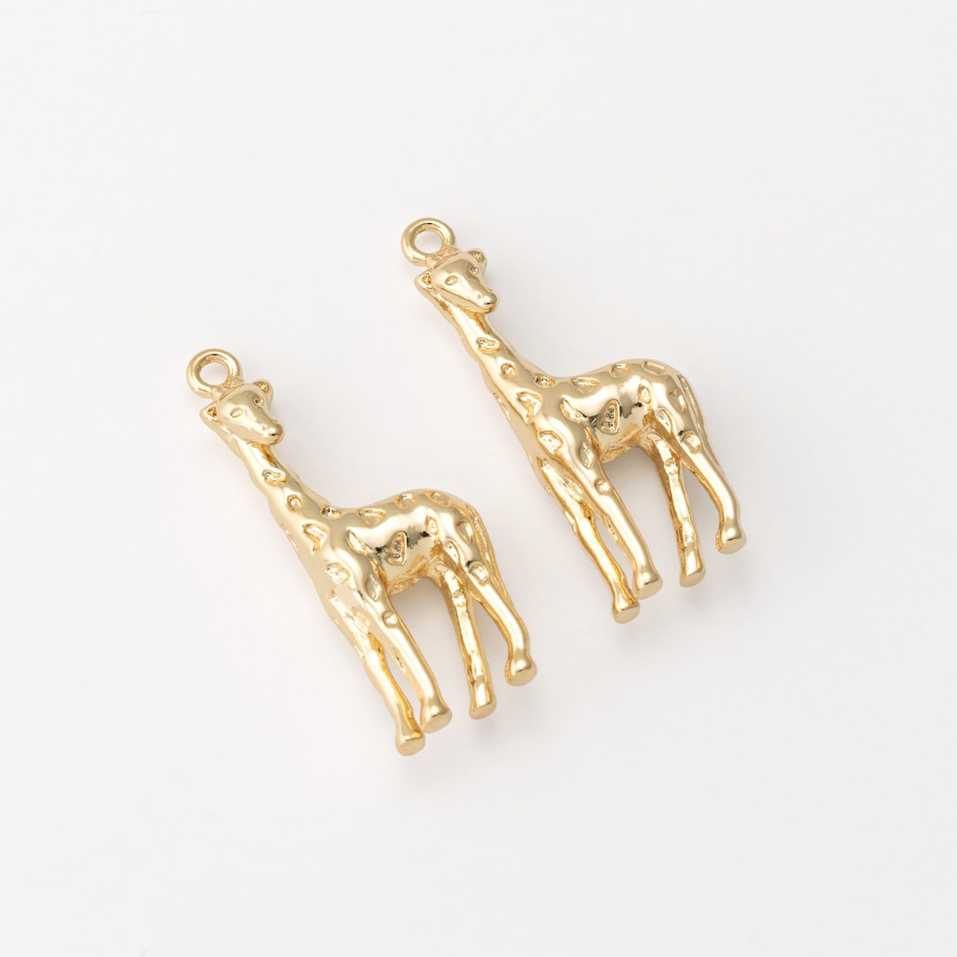 2PCS Giraffe Charm, Animal Pendant, Gold Nature Jewelry Making ...