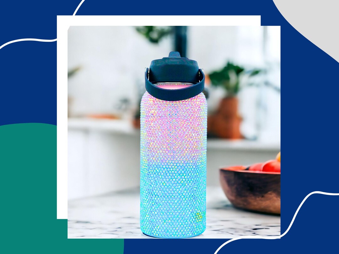Personalized Studded Water Bottle Rhinestone Tumbler Water Bottle ...