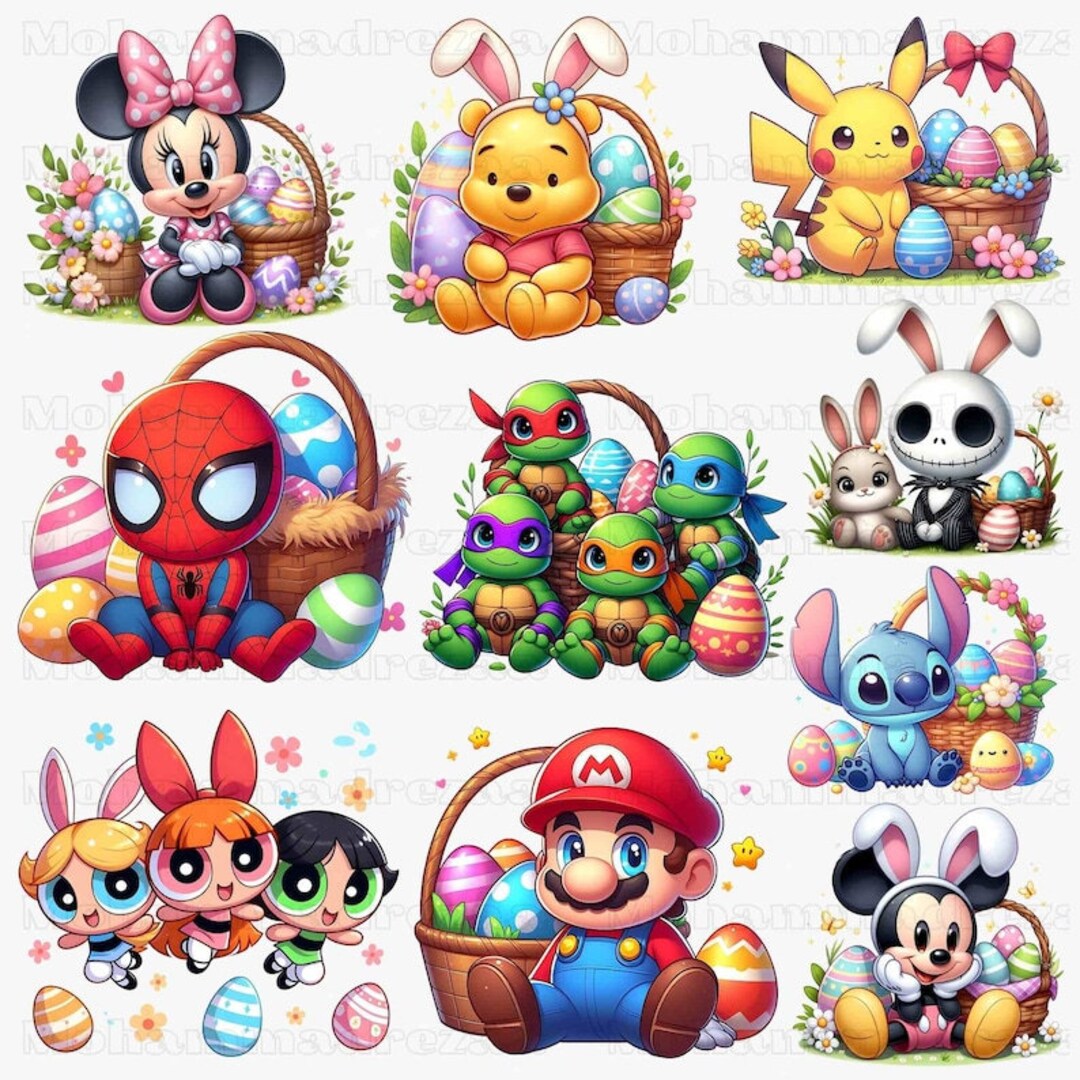 Cartoon Chibi Easter Character Png Bundle, Happy Easter Day Png ...