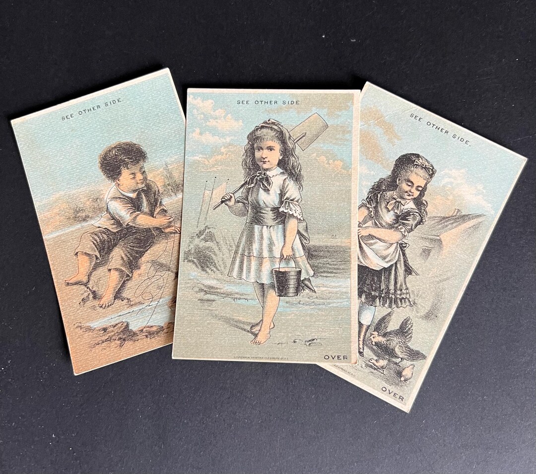 Antique Set of Three Matching Victorian Trade Cards, Lithograph Cards ...