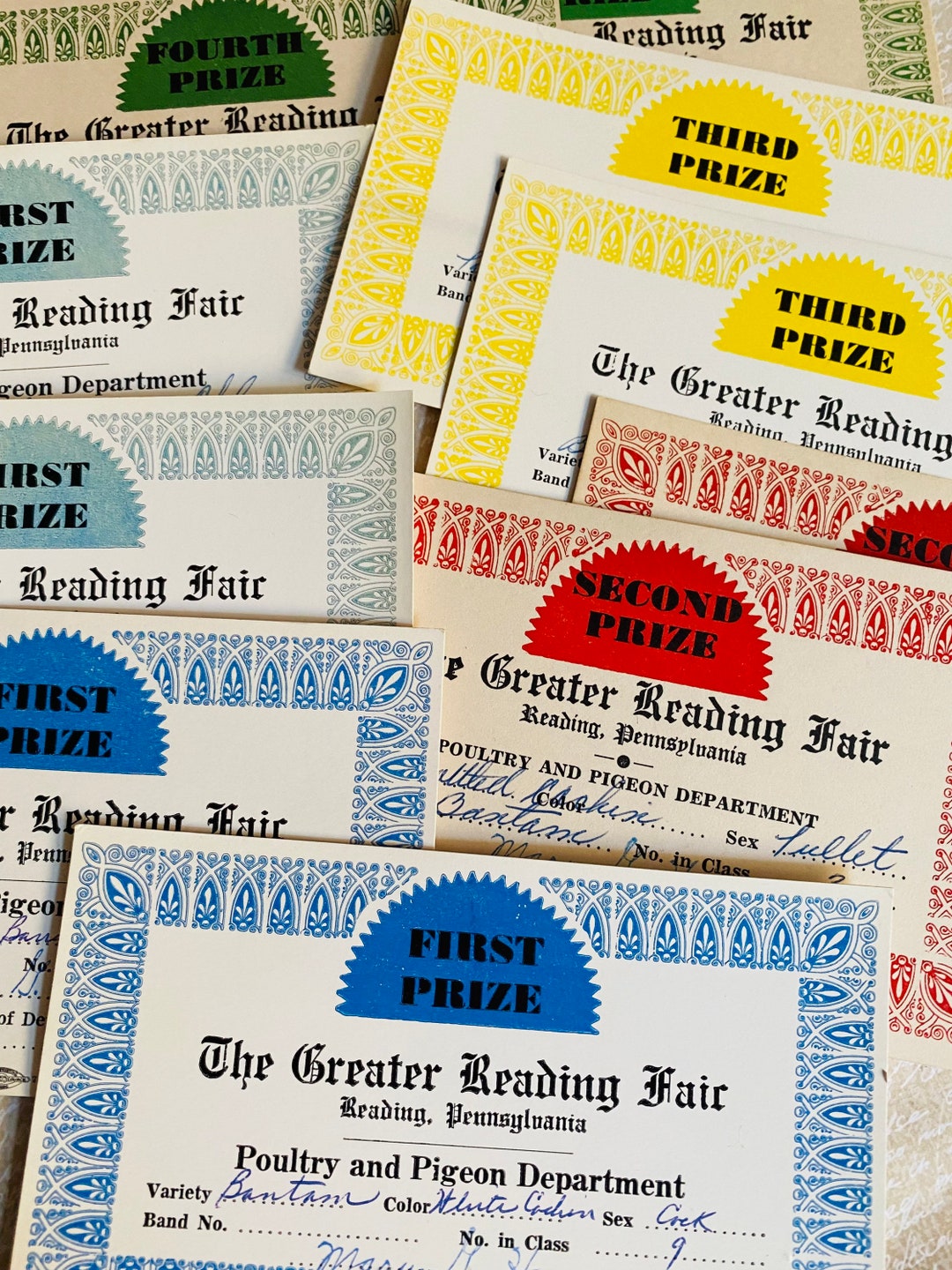 Ten Vintage 1930s Coloured Prize Cards, Greater Reading Fair ...