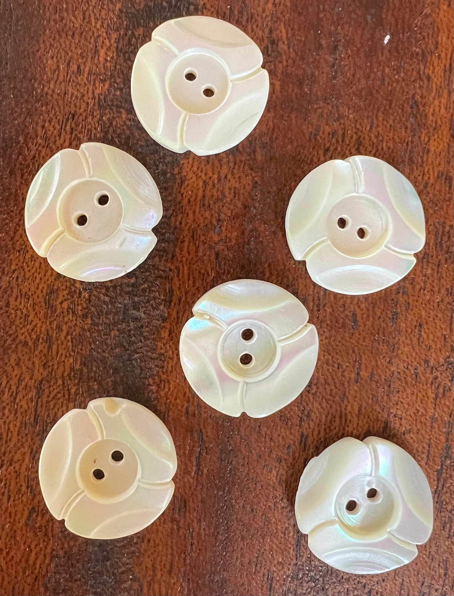 Vintage Antique Set 6 White MOP Mother of Pearl Shell Buttons, 18 Mm ...