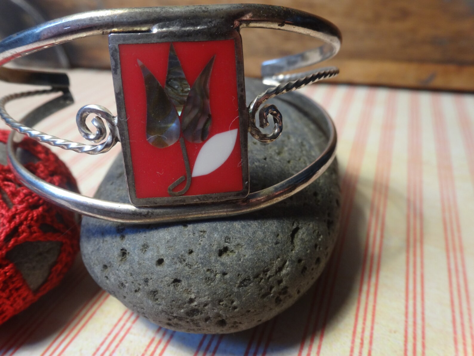 Vintage 1960's Red and Silver Arm Cuff Red Enamel - Etsy