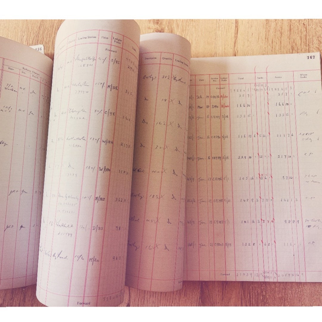 Giant Vintage Ledgers - Lots of Text 16x13 Inch (purchase is for 1 Only ...
