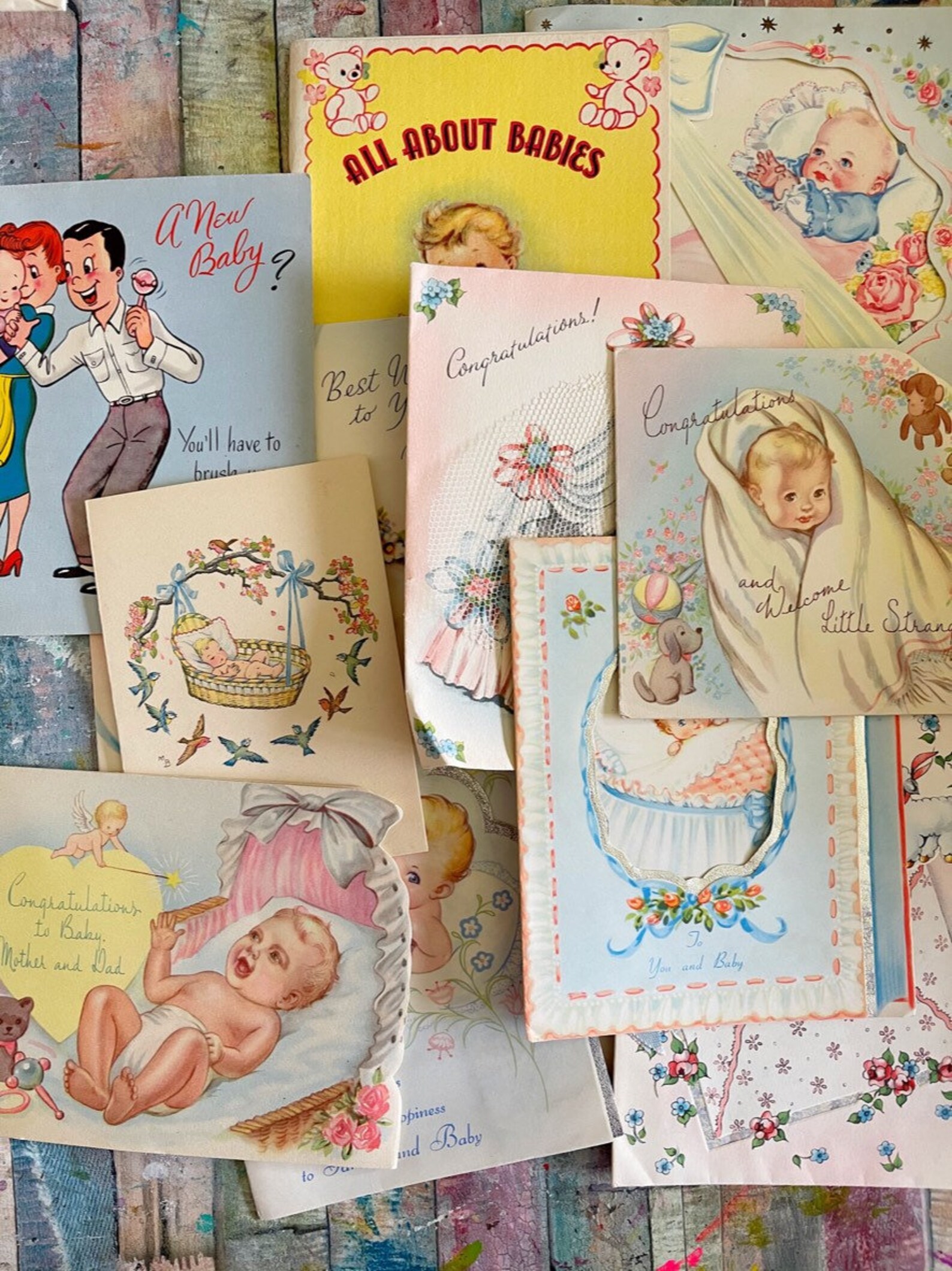 Vintage New Baby Cards. Ephemera Set A - Etsy UK