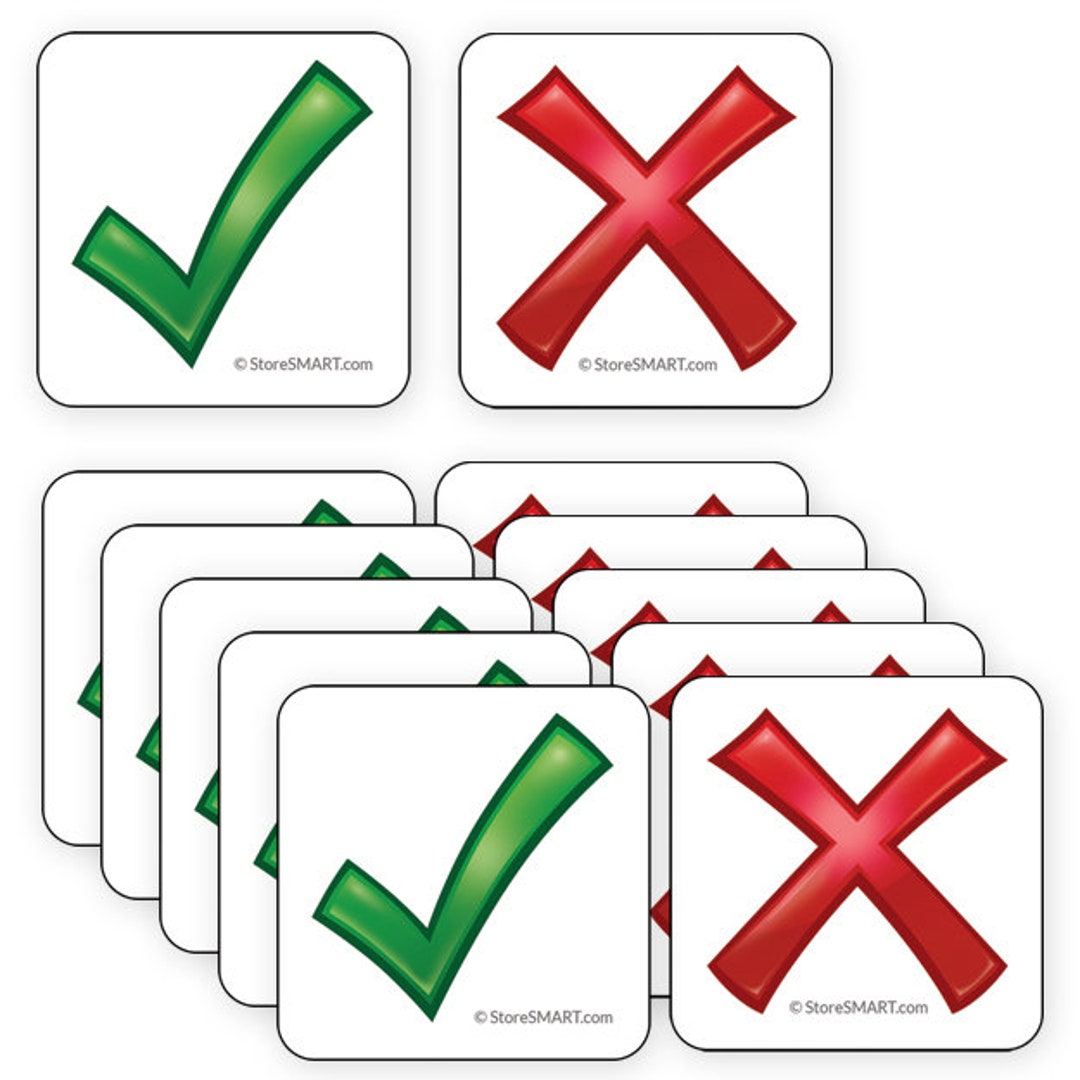 Red "x" and Green Checkmark Magnet- 1 1/4" Square - (CHECKX125VP) - Etsy