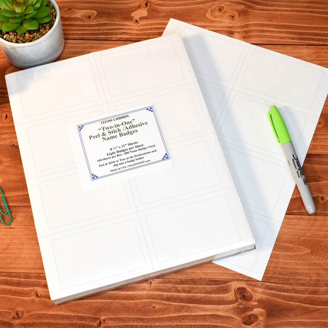 Adhesive Name Badges - Peel and Stick or Perforated (100 Sheets) - Etsy