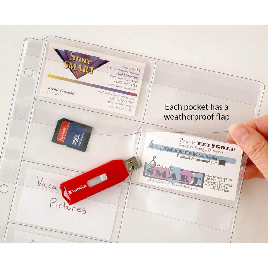 Plastic Pages - Memory (SD) Cards and Business Cards - With Flaps - for ...