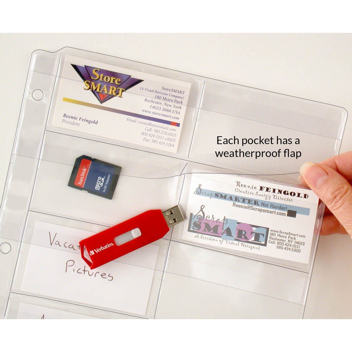 Plastic Pages - Memory (SD) Cards and Business Cards - With Flaps - for ...