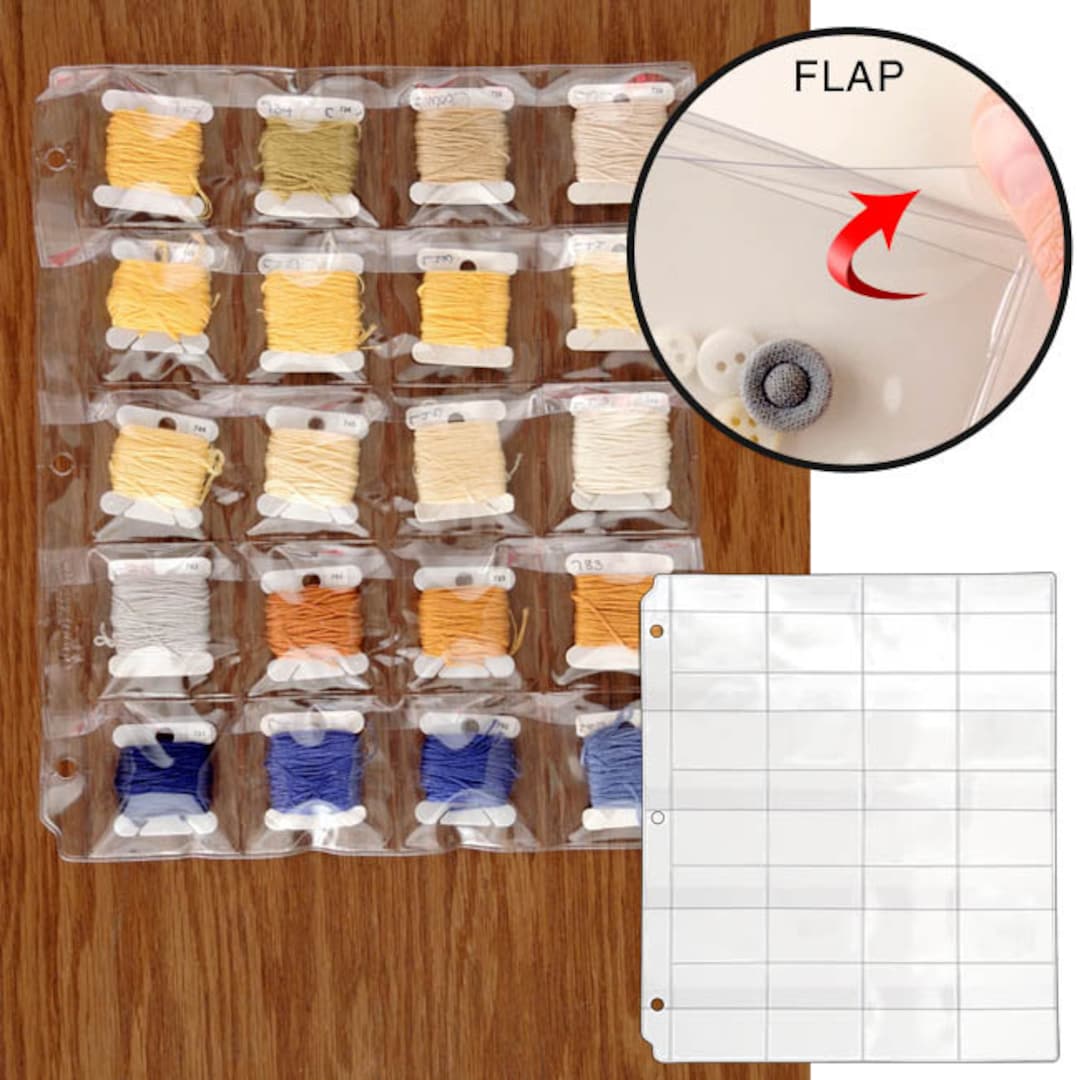 Storesmart Binder Page With Flaps for Embroidery Floss Thread Bobbins ...