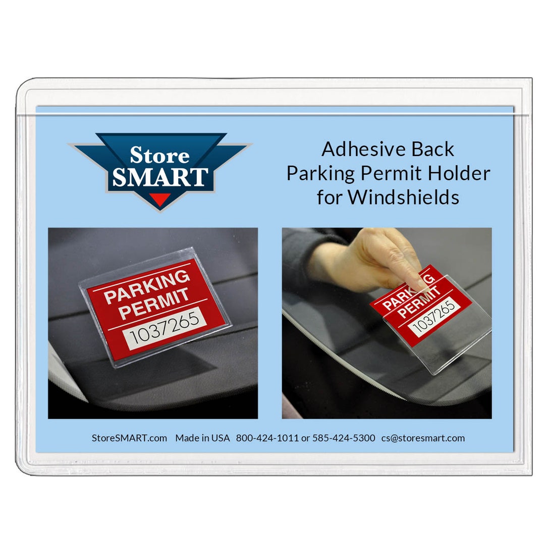Storesmart - Parking Permit Holder for Windshields - Adhesive Back ...