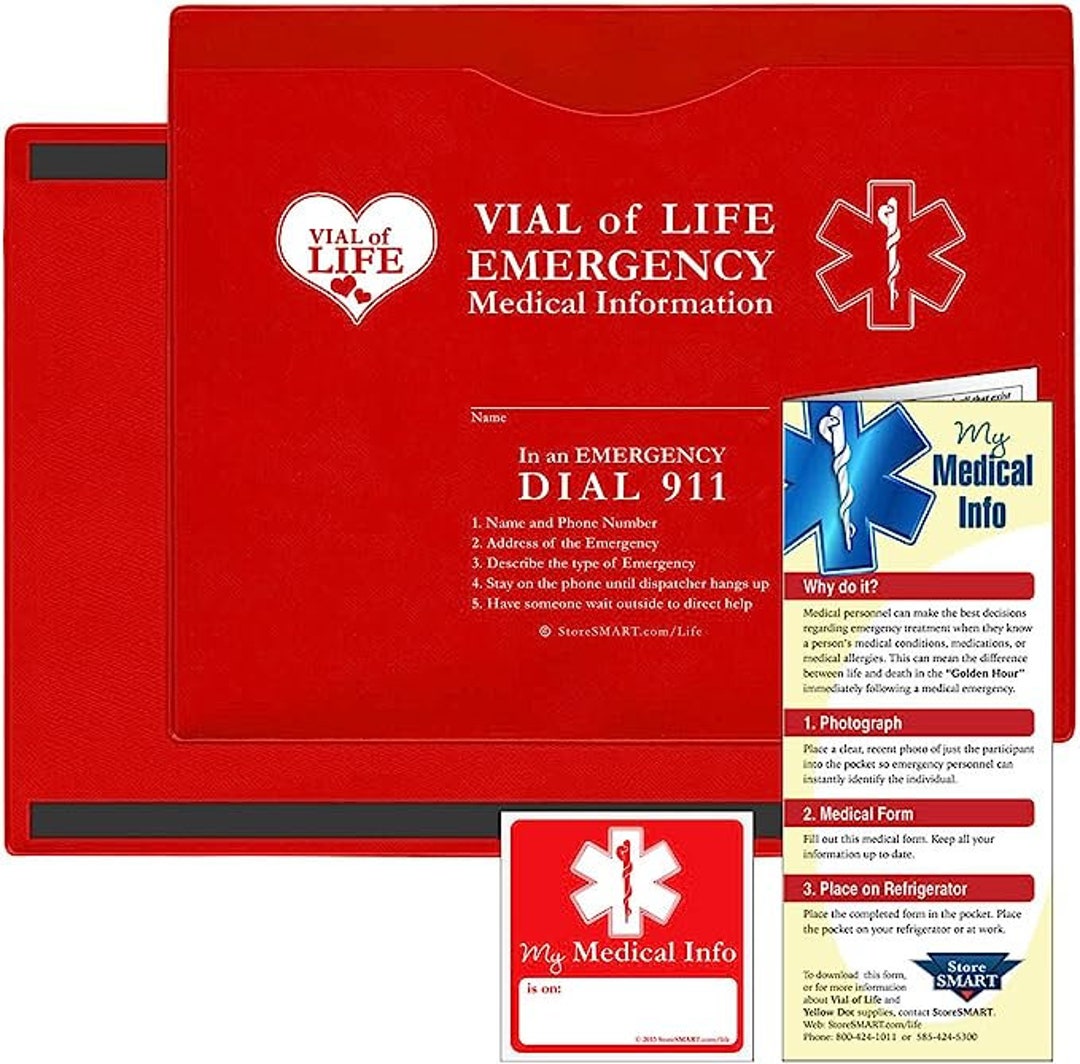 Vial of Life Medical Info Pocket - Magnetic, Letter Size - 5 Pack - Etsy