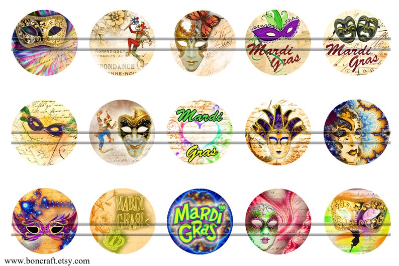 Mardi Gras Unique Vintage Style Images 1'' Circles - Etsy
