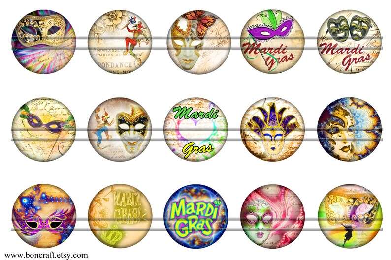 Mardi Gras Unique Vintage Style Images 1'' Circles - Etsy