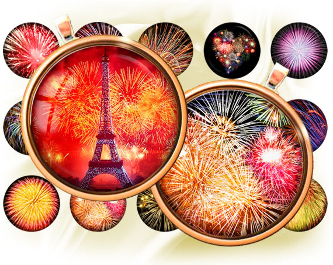 Firework Salute Bottle Cap Images 1'' Circles - Etsy