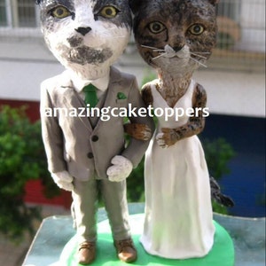 Custom Cat Wedding Cake Topper. Animal Cake Topper in Cartoon - Etsy