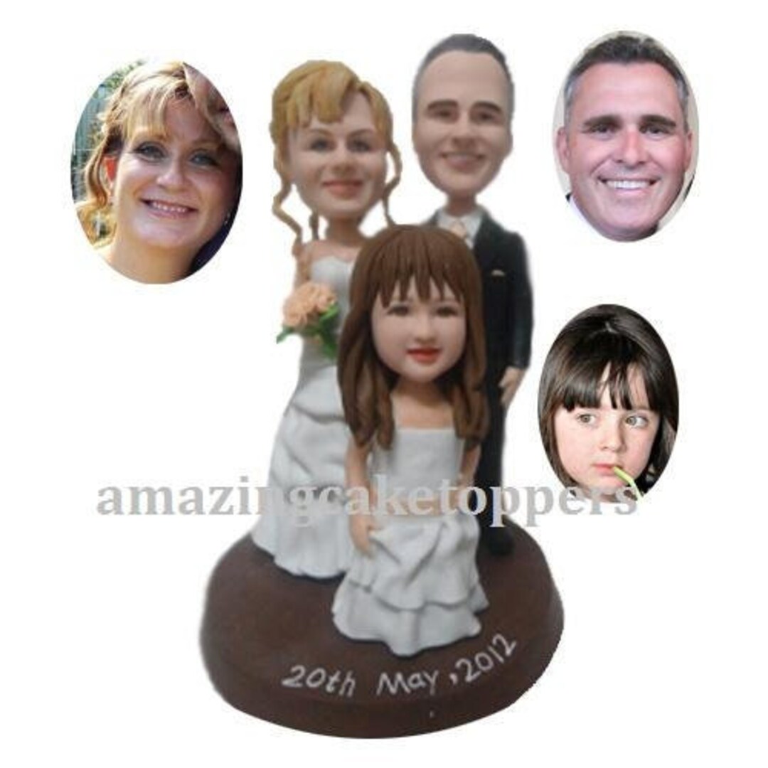 Custom Wedding Cake Topper Family Bobblehead, Personalized Anniversary ...