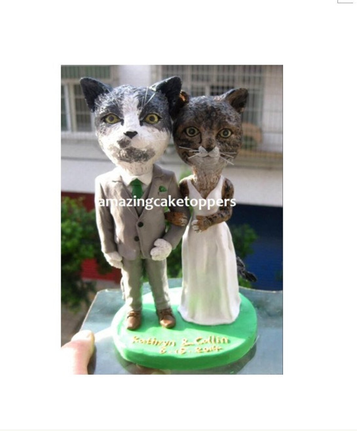 Custom Cat Wedding Cake Topper. Animal Cake Topper in Cartoon - Etsy