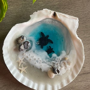 Mini Beach Scene in Clam Shell Mini Ocean Scene Sea Turtle - Etsy