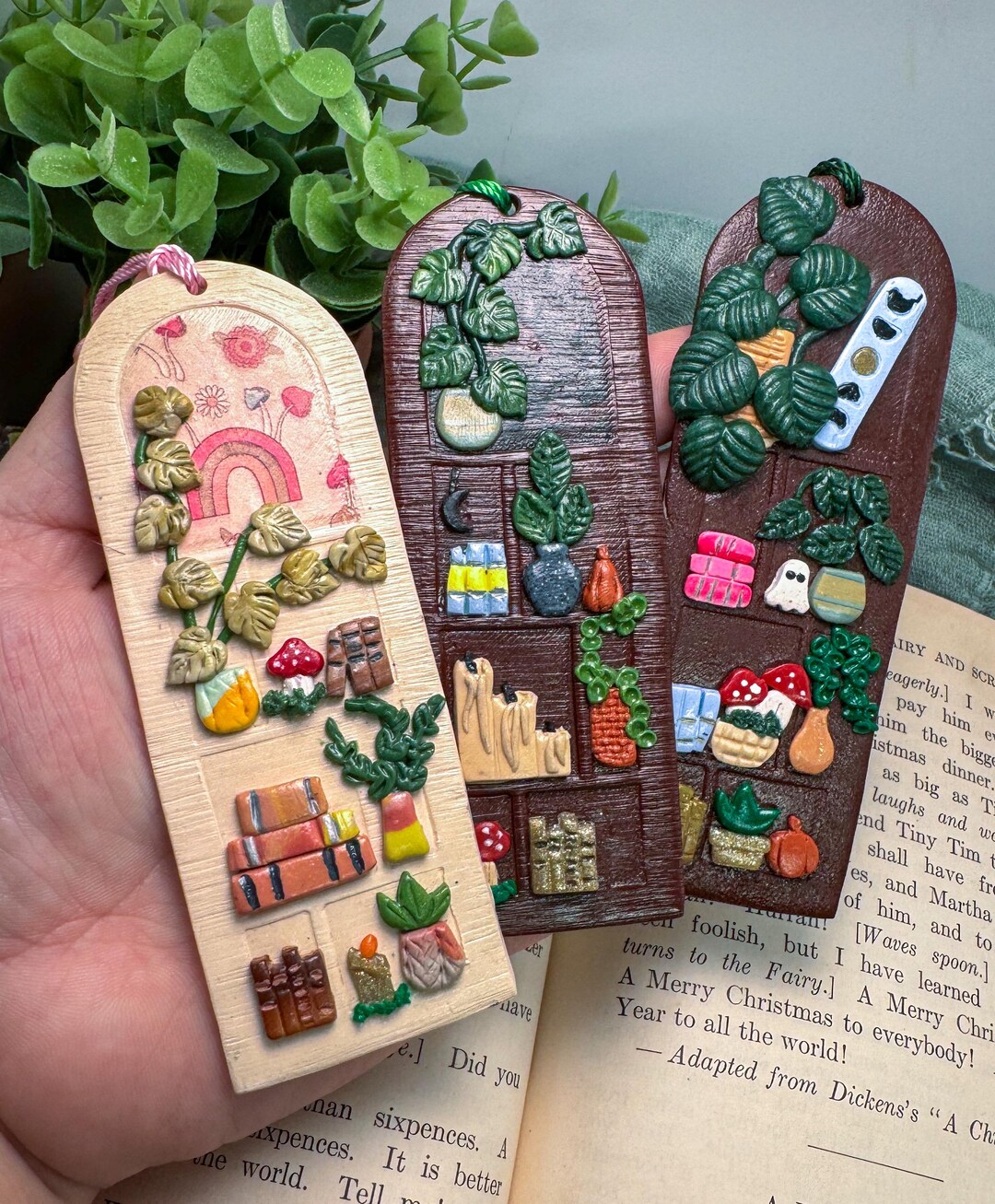 Polymer Clay Bookshelf Bookmark, Book Lover Gift, Book Accessories ...