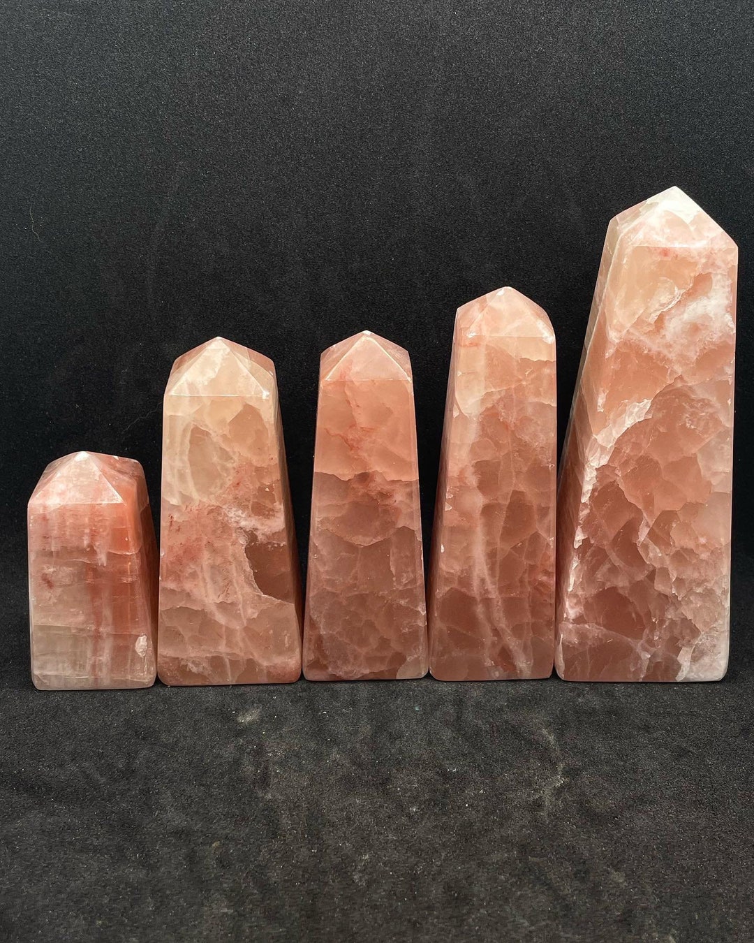 Pink Rose Calcite Crystal Tower Carving Natural Healing Stone Crystal ...