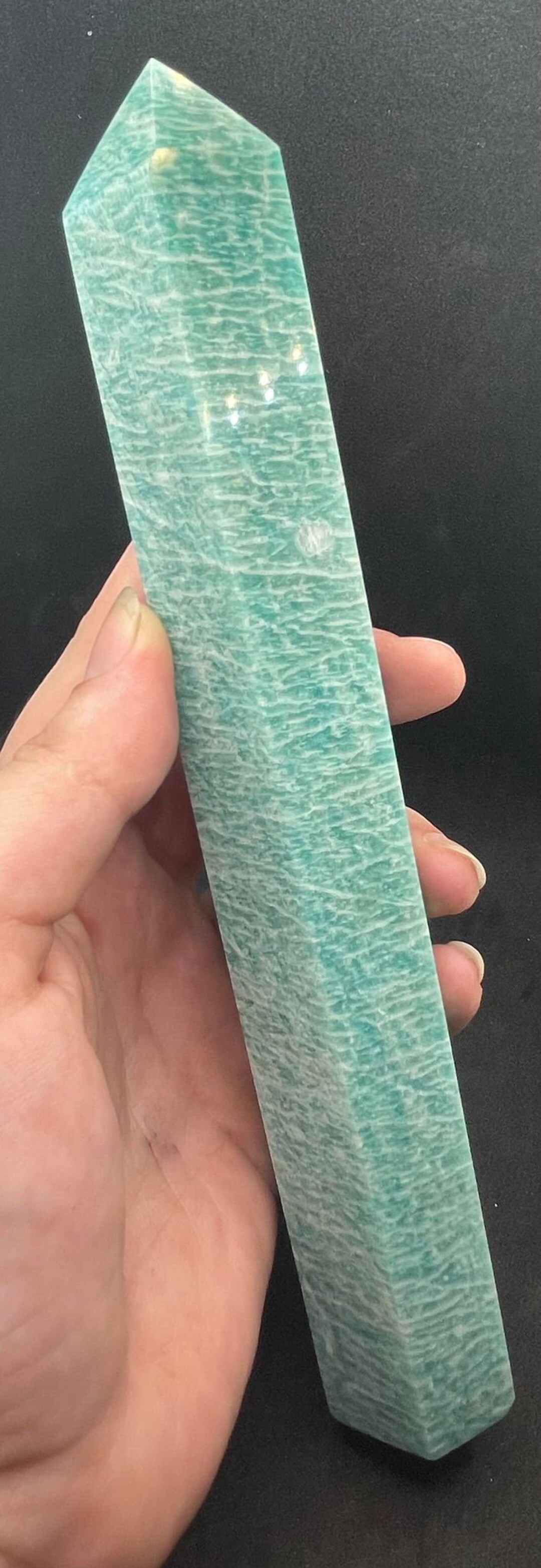 Amazonite Crystal Tower, Extra Large Polished Obelisk Point for Reiki ...