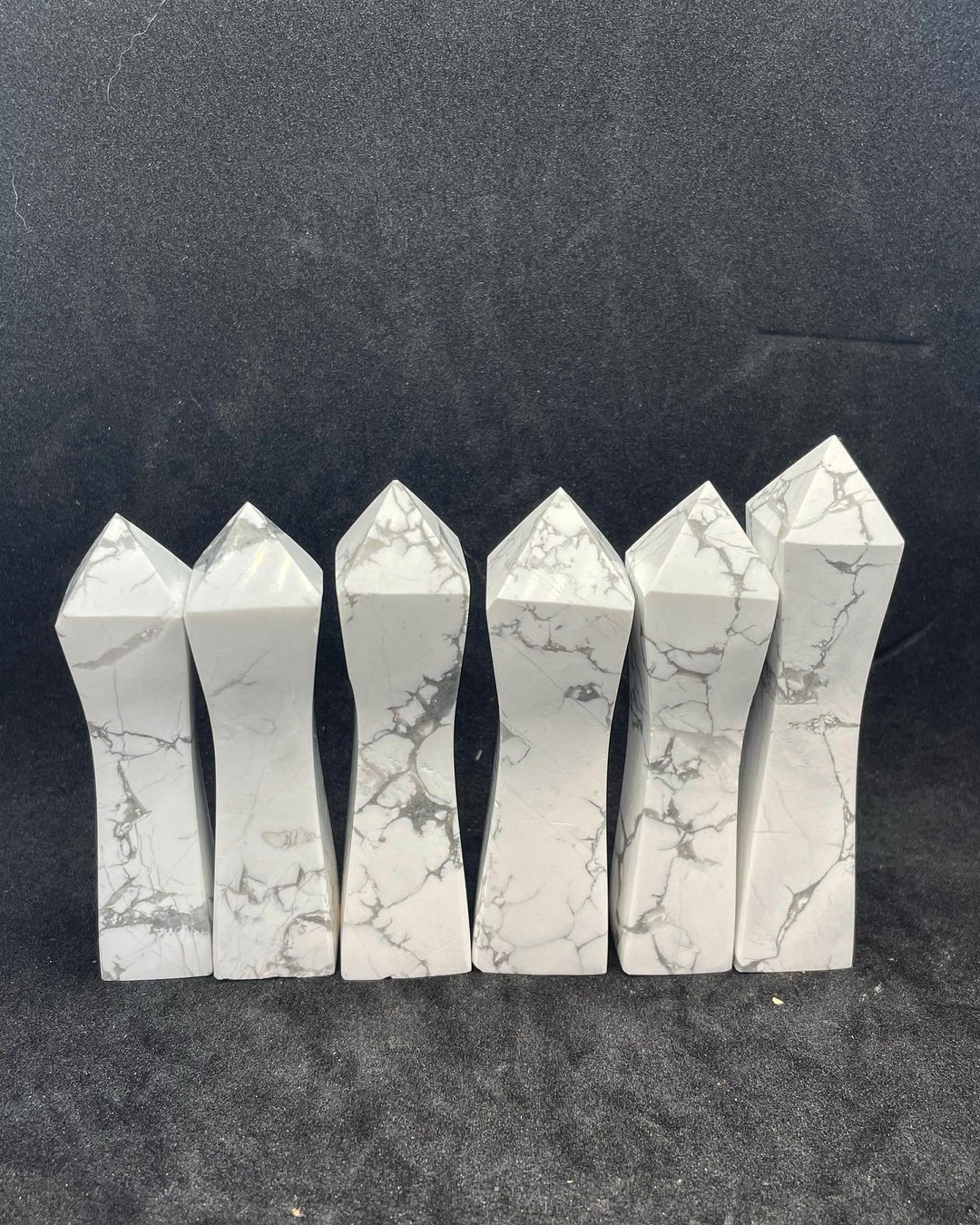 White Howlite Crystal Tower Polished Hourglass Tower Carving - Etsy