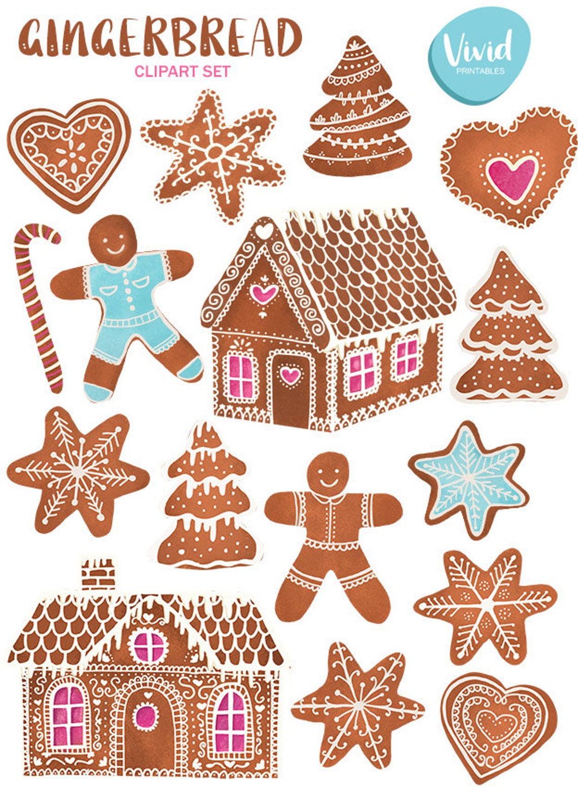 Gingerbread Clipart Set / Instant Digital Download / Png Files ...