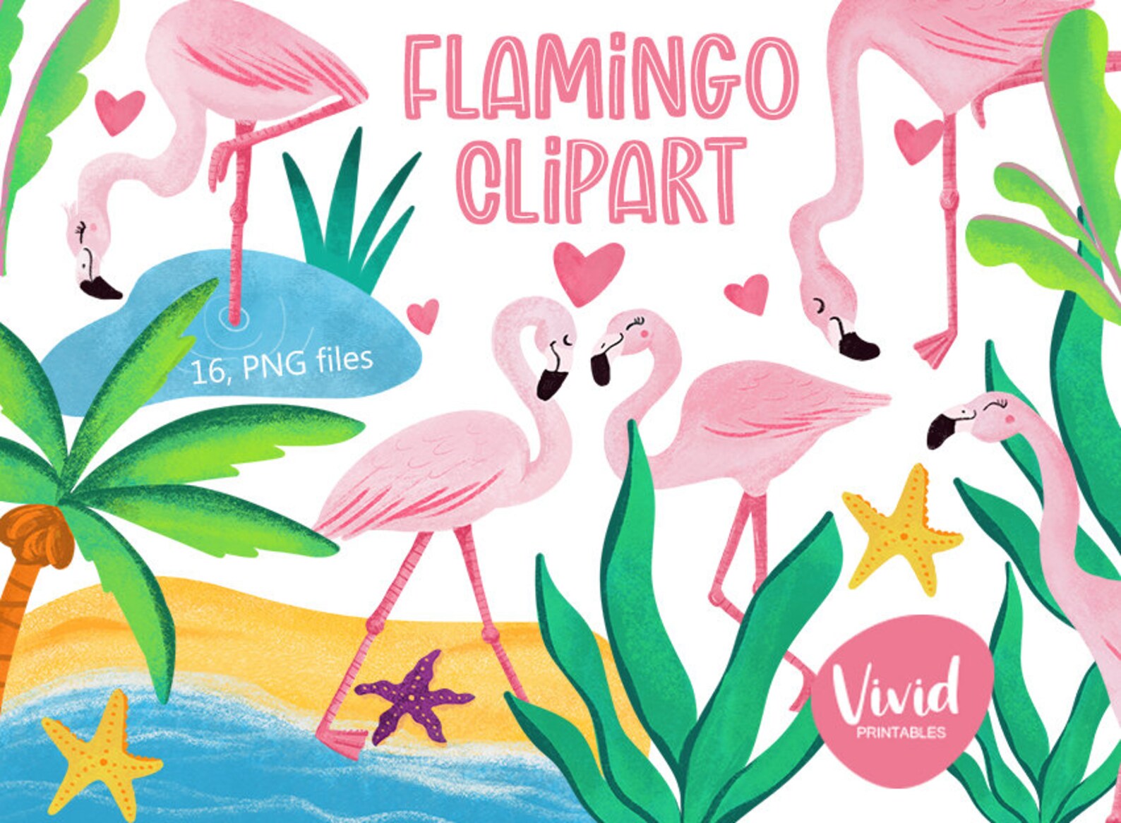 Flamingo Clipart Set, Instant Digital Download, Tropical Clipart - Etsy