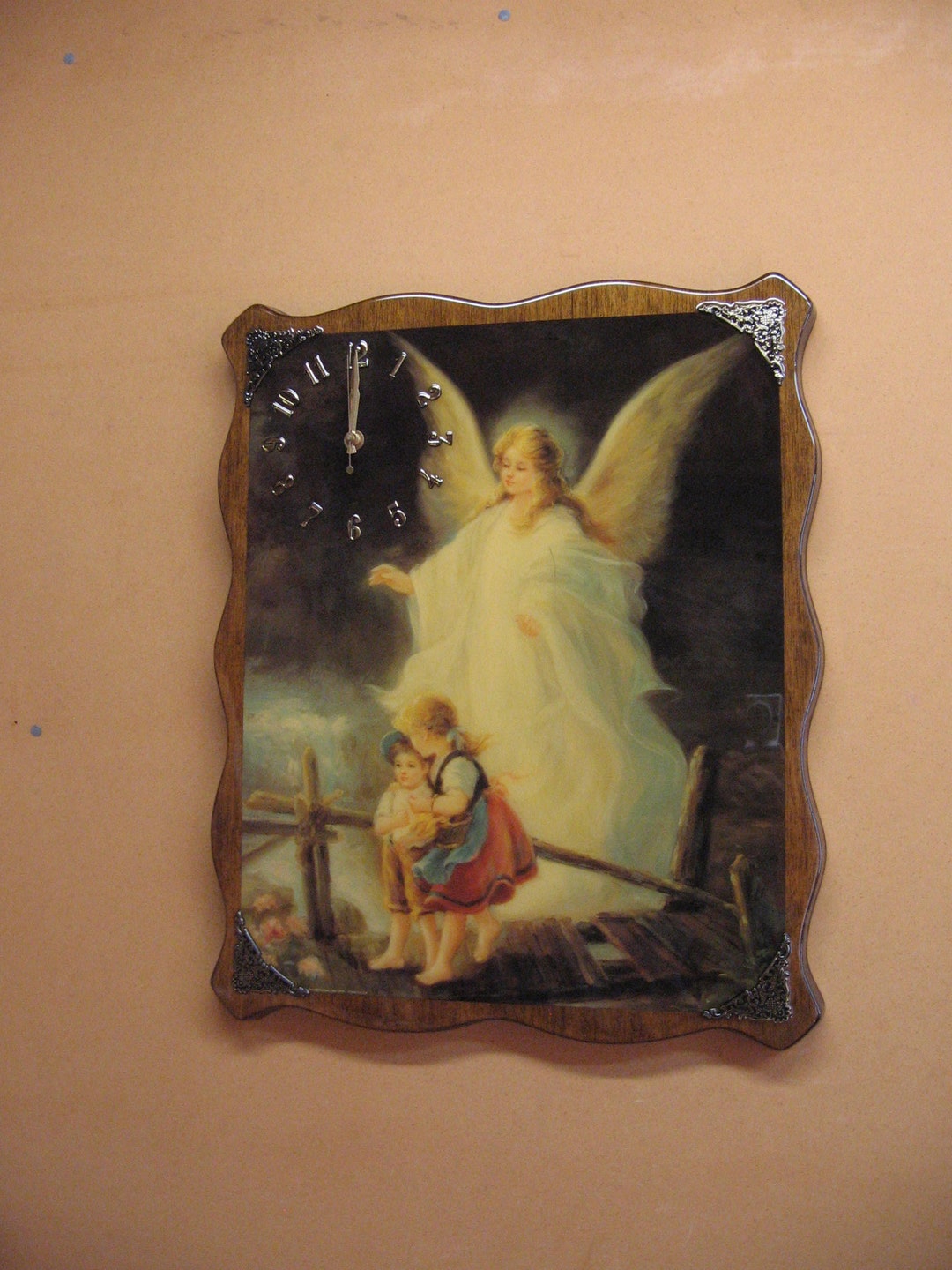 Large Guardian Angel Clock, With Corner Trim, 16 X 20 Inch Picture. - Etsy