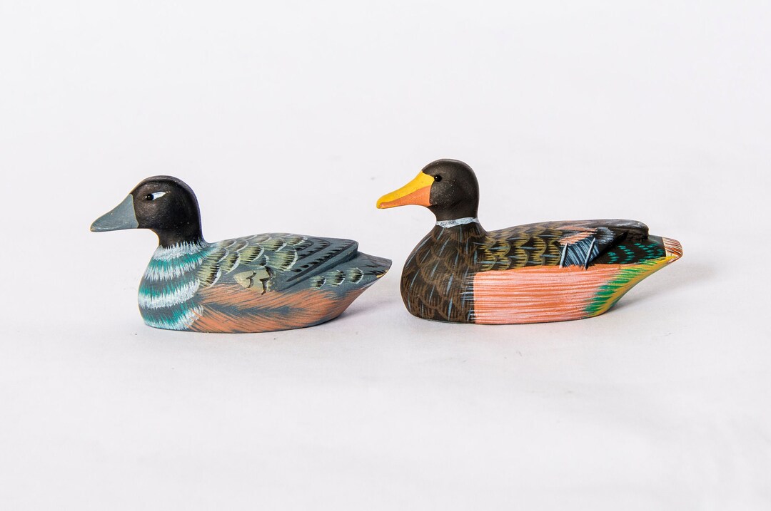 Two Small Miniature Hand Carved Wooden Duck Decoys Rare - Etsy
