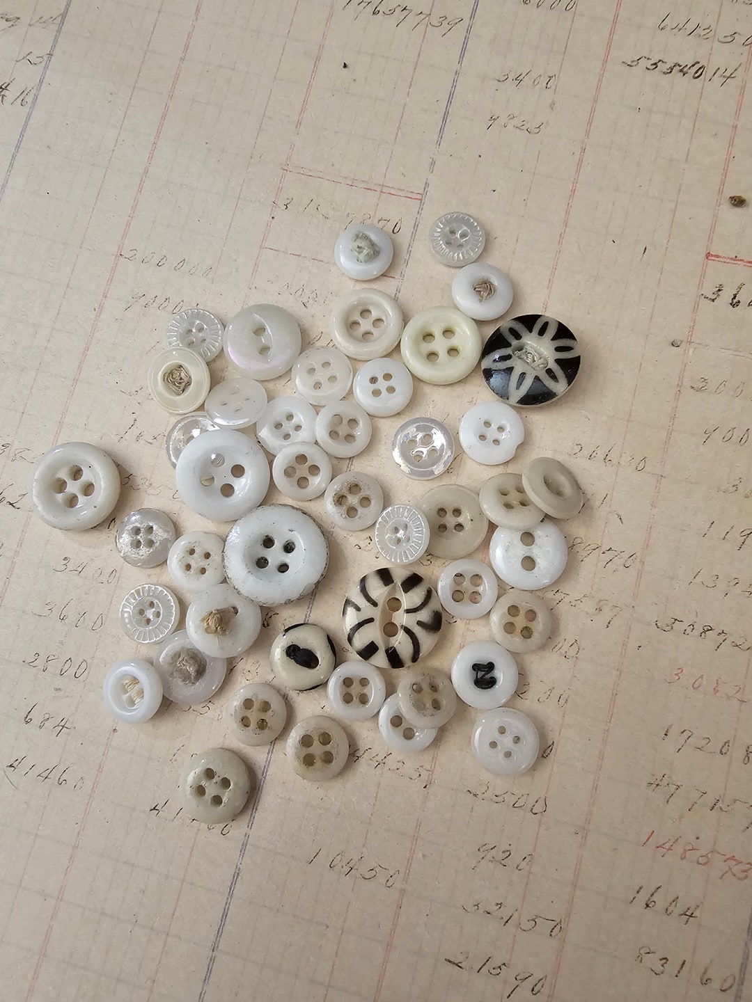 45 Piece Antique Glass China Button Lot White Vintage Sewing - Etsy