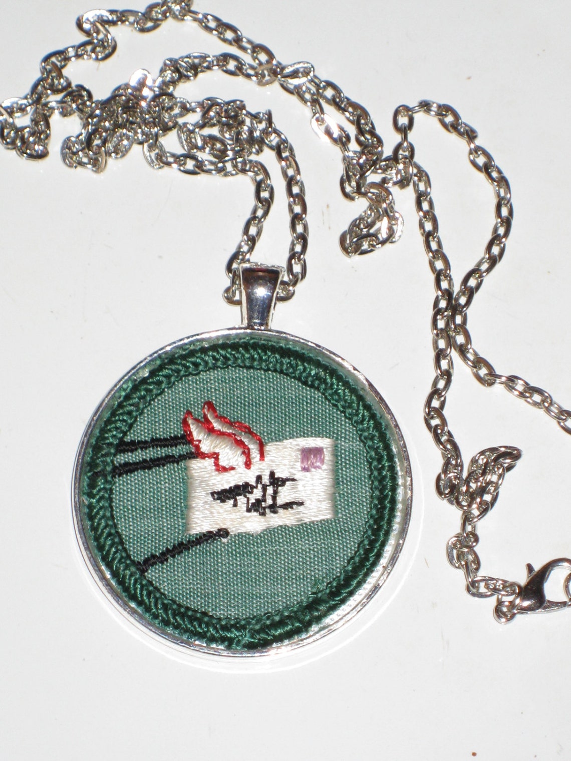 Pen Pal Necklace Vintage Girl Scout Badge Cloth Patch Novelty Necklace ...