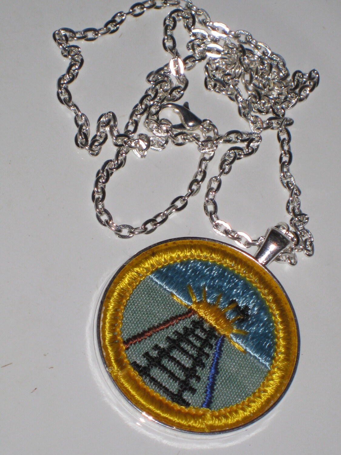 Traveler Cadette Girl Scout Badge Necklace Train Tracks Sun Airplane ...