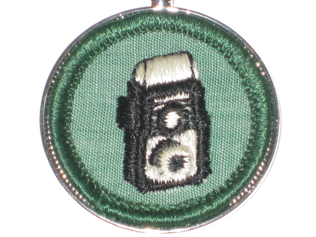 My Camera Badge Girl Scouts Necklace Authentic Cloth Patch Vintage ...