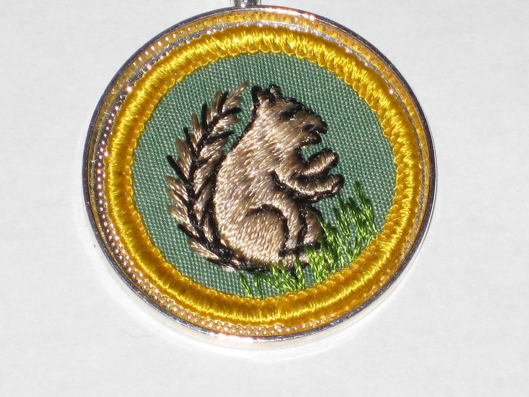 Squirrel Necklace Girl Scout Cadette Mammal Badge Rare Animal Kingdom ...
