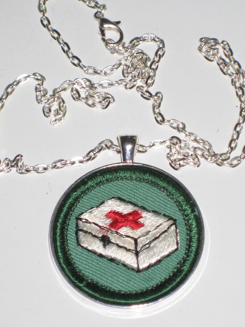 First Aid Nurses Responders Gift Necklace Girl Scout Badge Cloth Patch ...