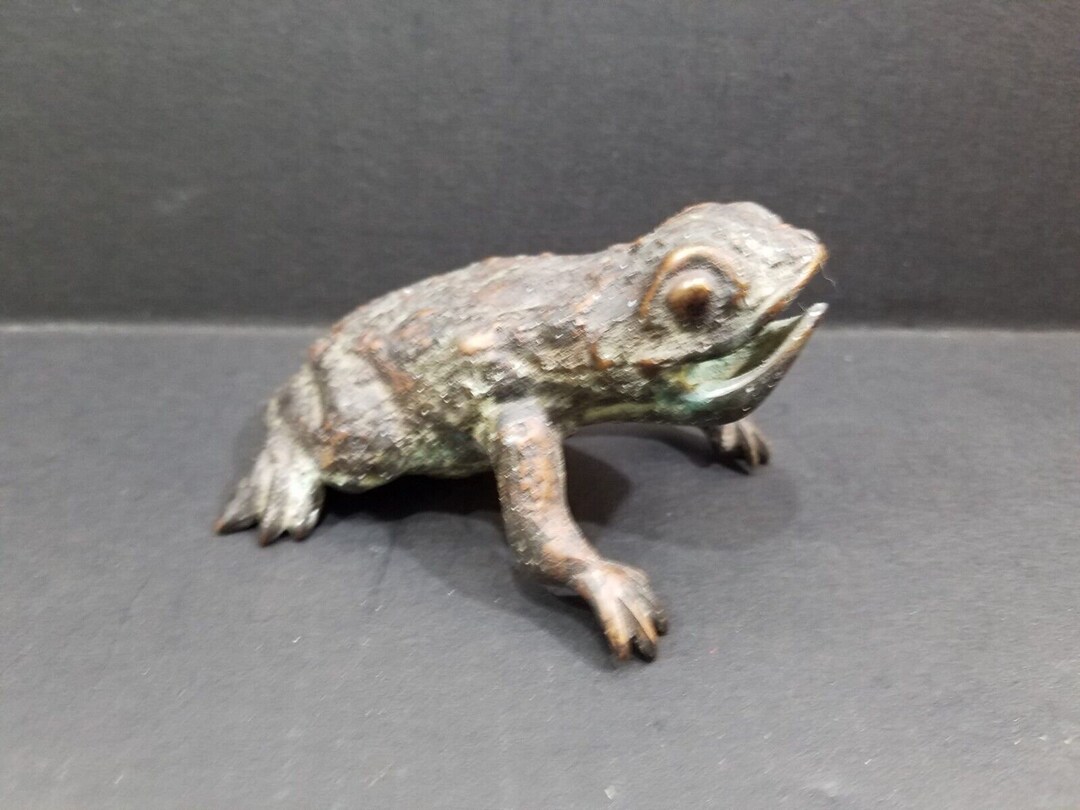 Bronze Open Mouth Toad Paperweight Card Holder Maybe Brass - Etsy